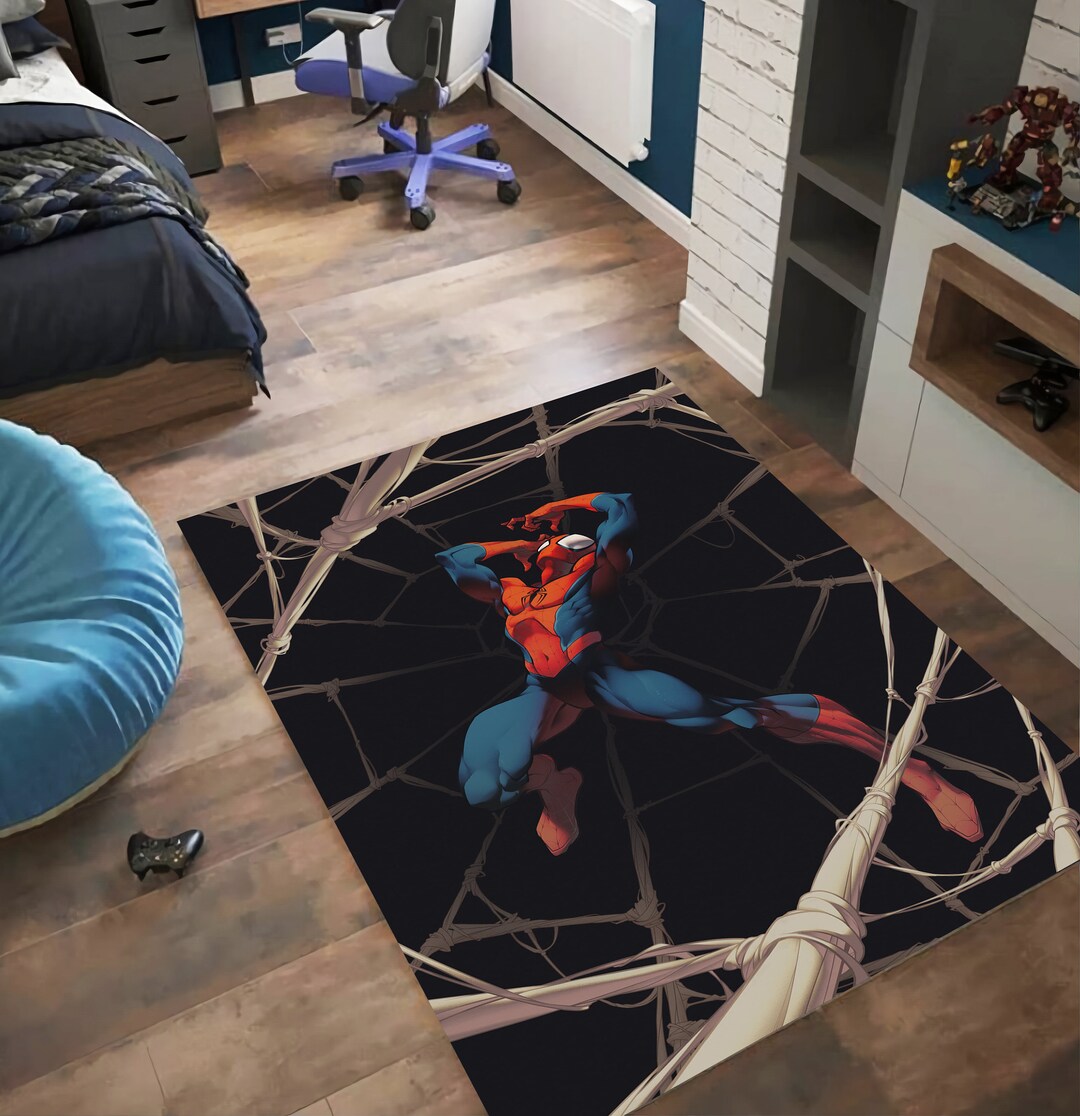 Spiderman Rug,spider Web Rug,super Hero Rug,boys Room Rug,kids Room Rug ...