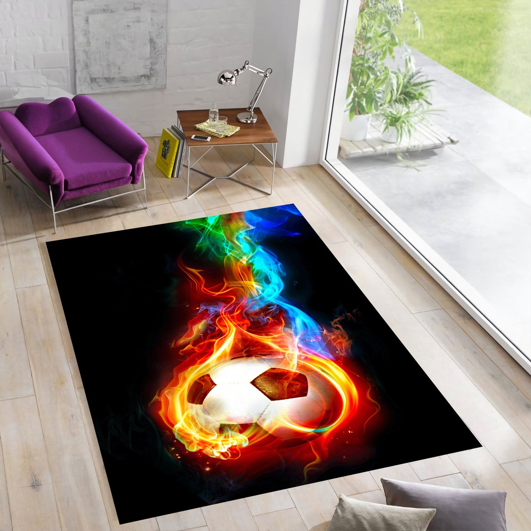 Soccer Rug,football Rug,ball Rug,neon Rug,rugs for Living Room,rugs for ...