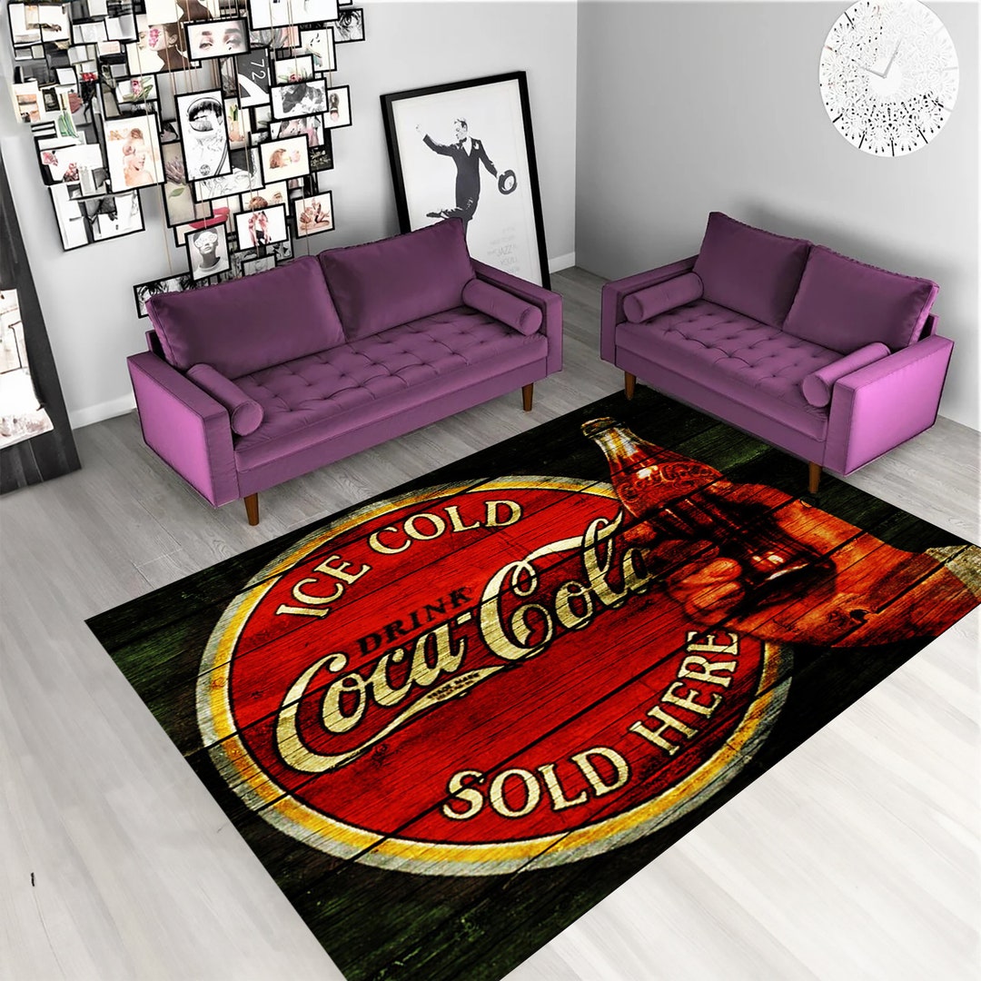 Coca Cola Rug,retro Rug,wood Rug,coca Cola Logo Rug,carpet,rugs for ...