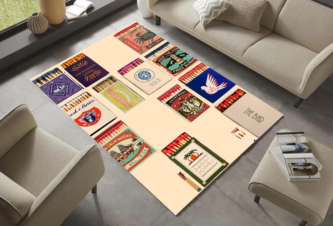 Matchbox, Matchbox Art, Vintage Rug, Retro Decor, Mid Century Modern ...