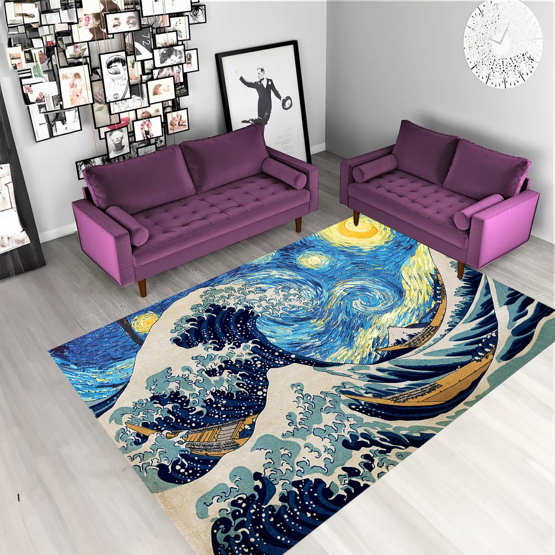 Wave Rug,great Wave Rug,japanese Wave Rug,japanese Rug,rugs for Living ...