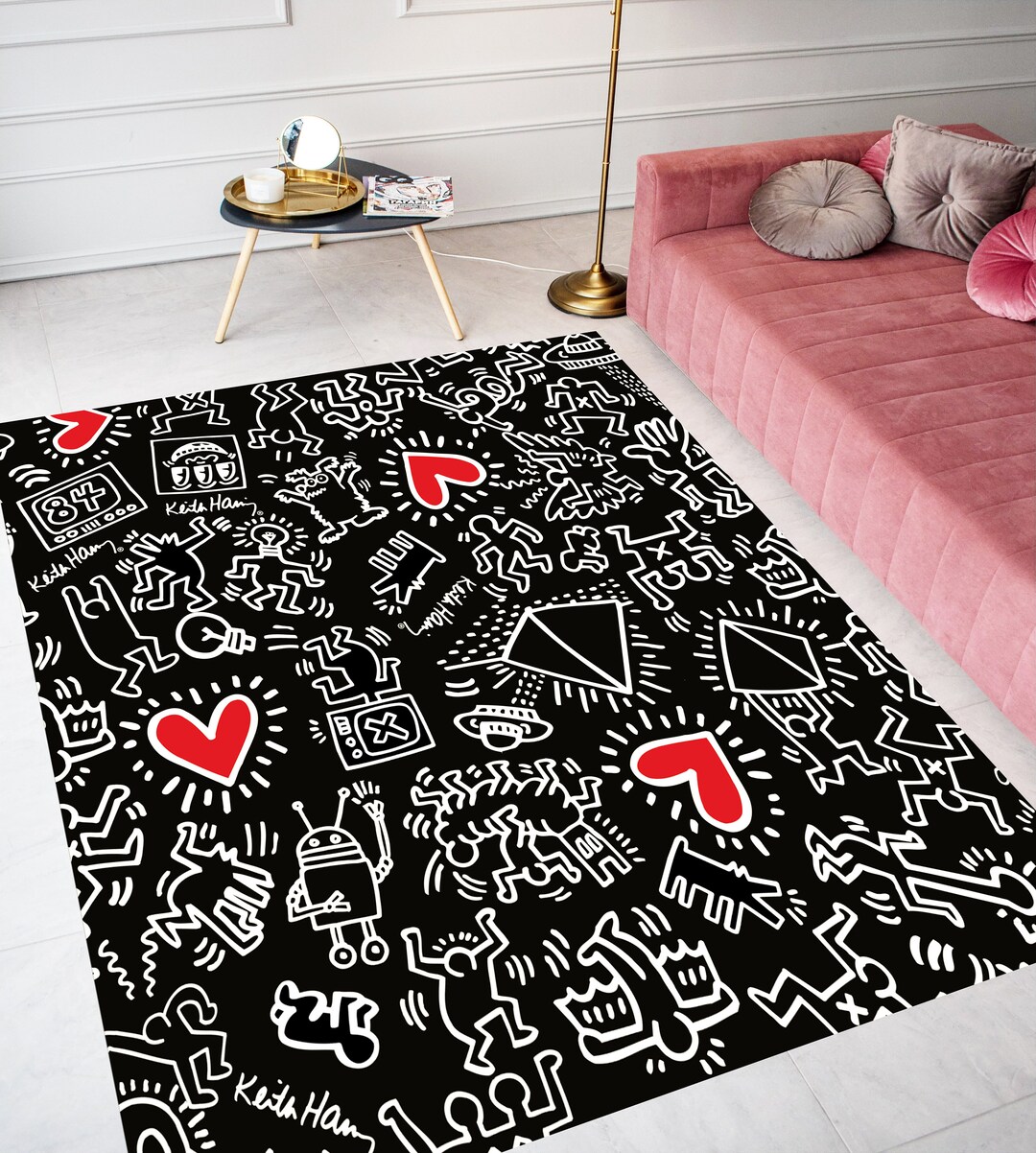 Keith Haring Rug,dancing Man Rug,doodle Rug,graffiti Rug,rugs for ...