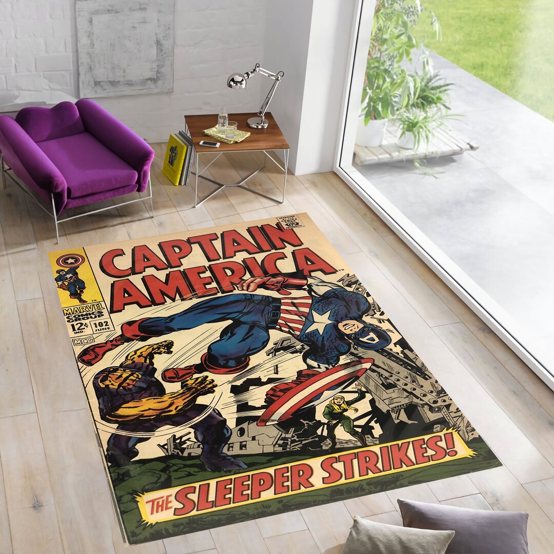 Captain America Rug,comic Rug,comic Book Cover Rug,boys Room Rug,kids ...