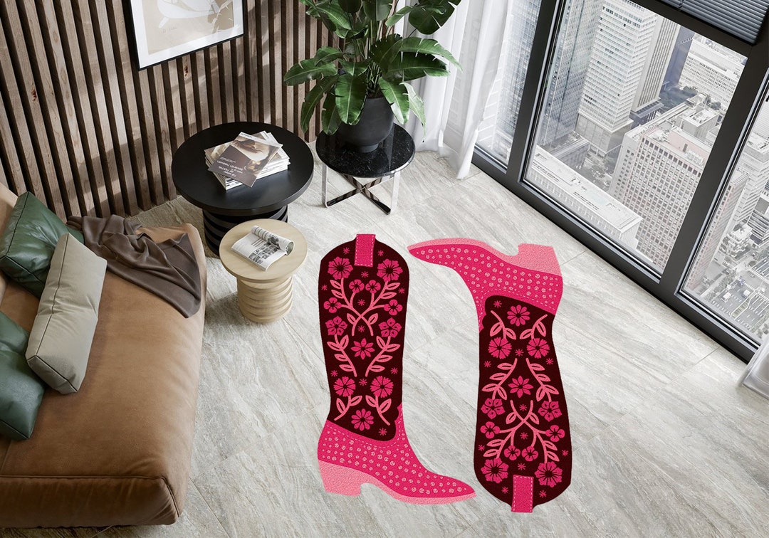 Cowgirl Boots Rug,cowboy Boots Rug,boots Rug,pink Floral Boots Rug ...