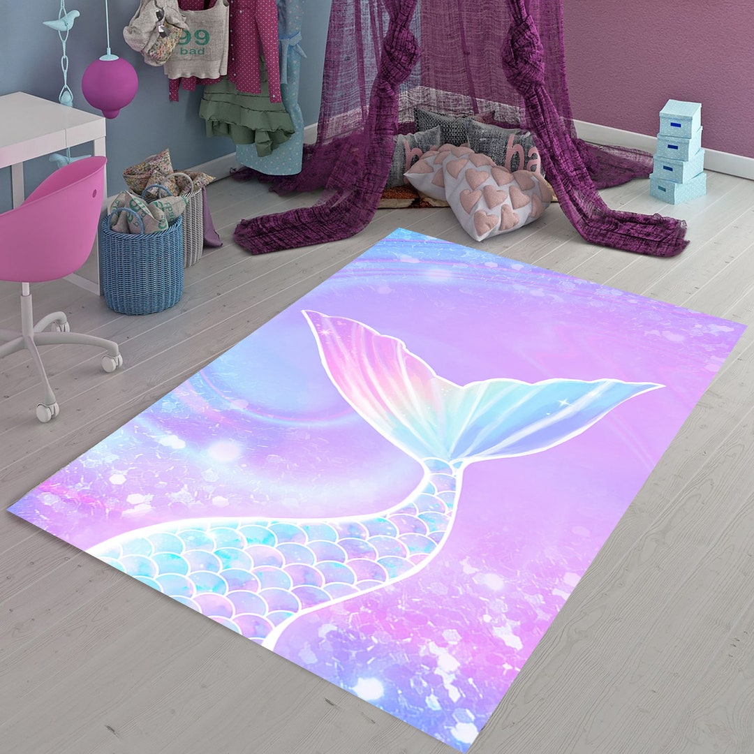 Mermaid Rug,mermaid Tail Rug,lilac Rug,girls Room Decor,girls Rug,kids ...