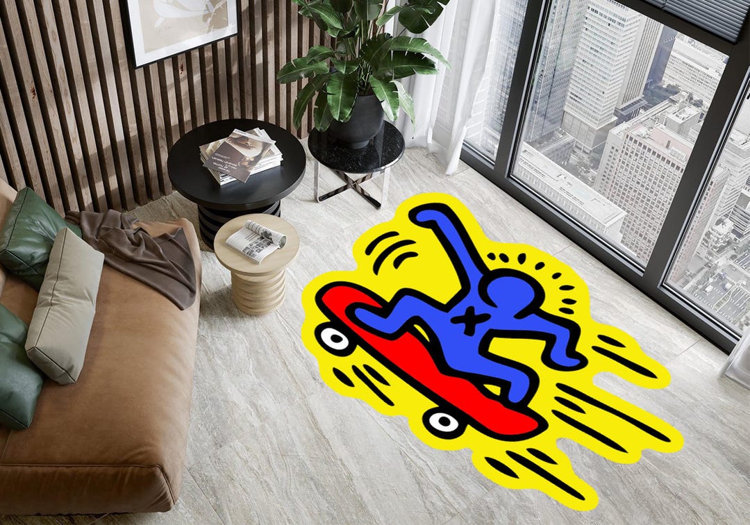Keith Haring Rug,dancing Man Rug,skateboarding Rug,shaped Rugs,rugs for ...