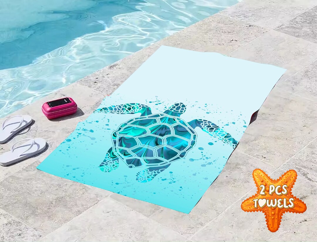 Turtle Towel,beach Towel Set,pool Towel Set,double Towel Set,custom ...