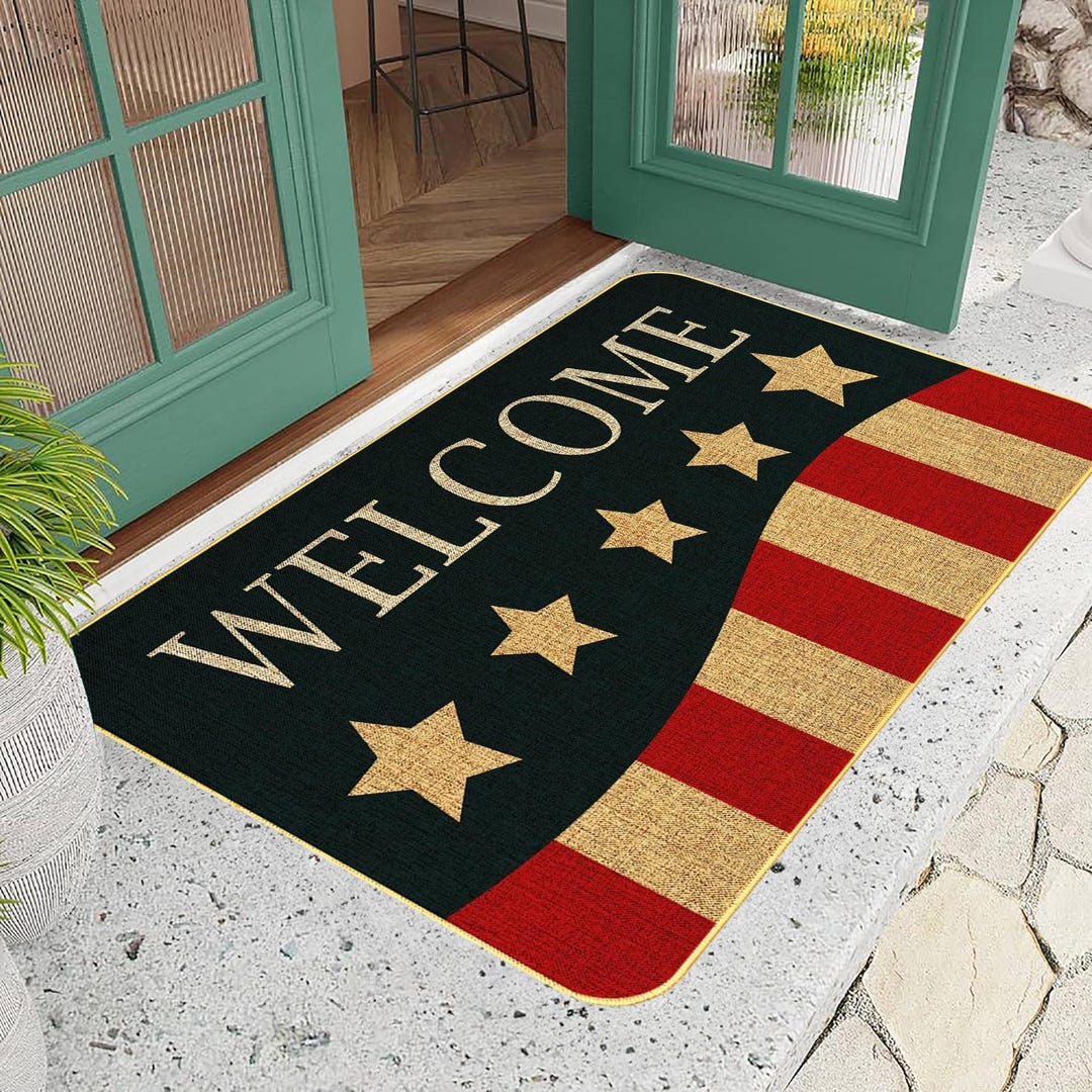 Patriotic Stripes Doormat,patriotic Doormat,housewarming Gift,welcome ...