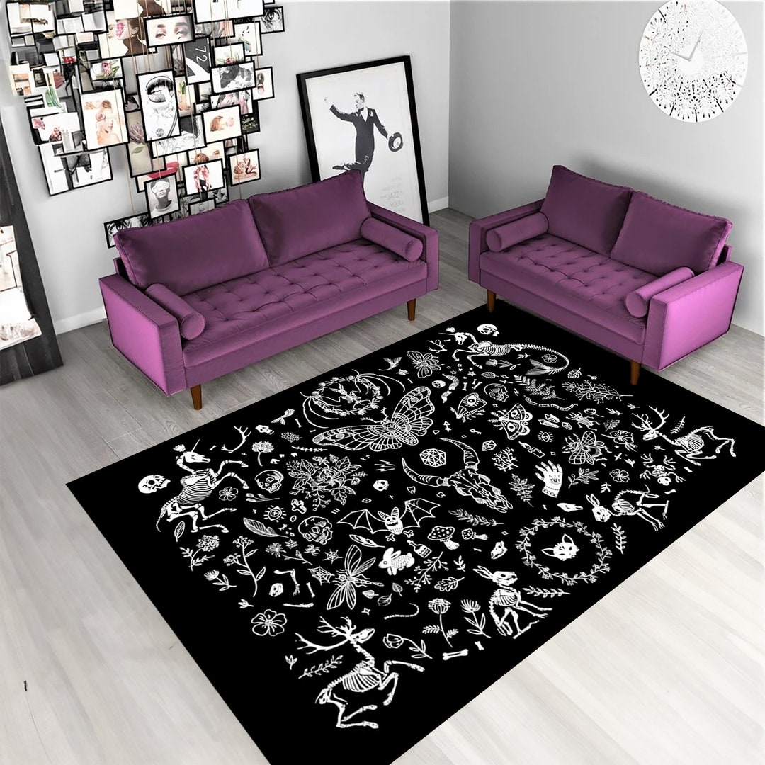 Witch Rug,gothic Rug,skull Rug,witchy Aesthetic Rug,bat Rug,skeleton ...