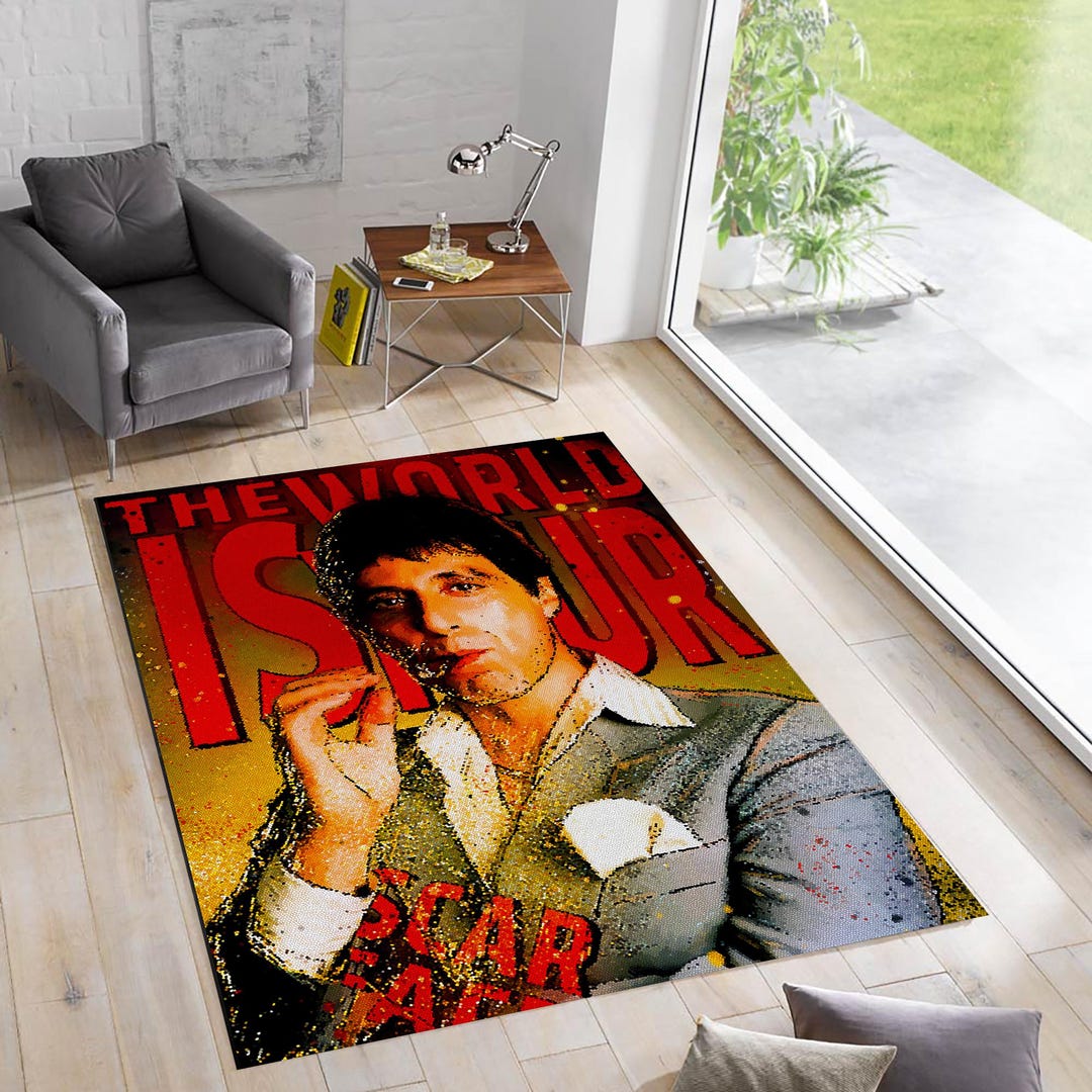 Scarface Rug: Tony Montana Movie Fan Art - Living Room Decor, Fan Rug ...
