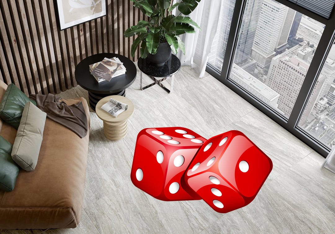 Red Dice Rug: Gamer Room Decor, Man Cave Rug - Etsy