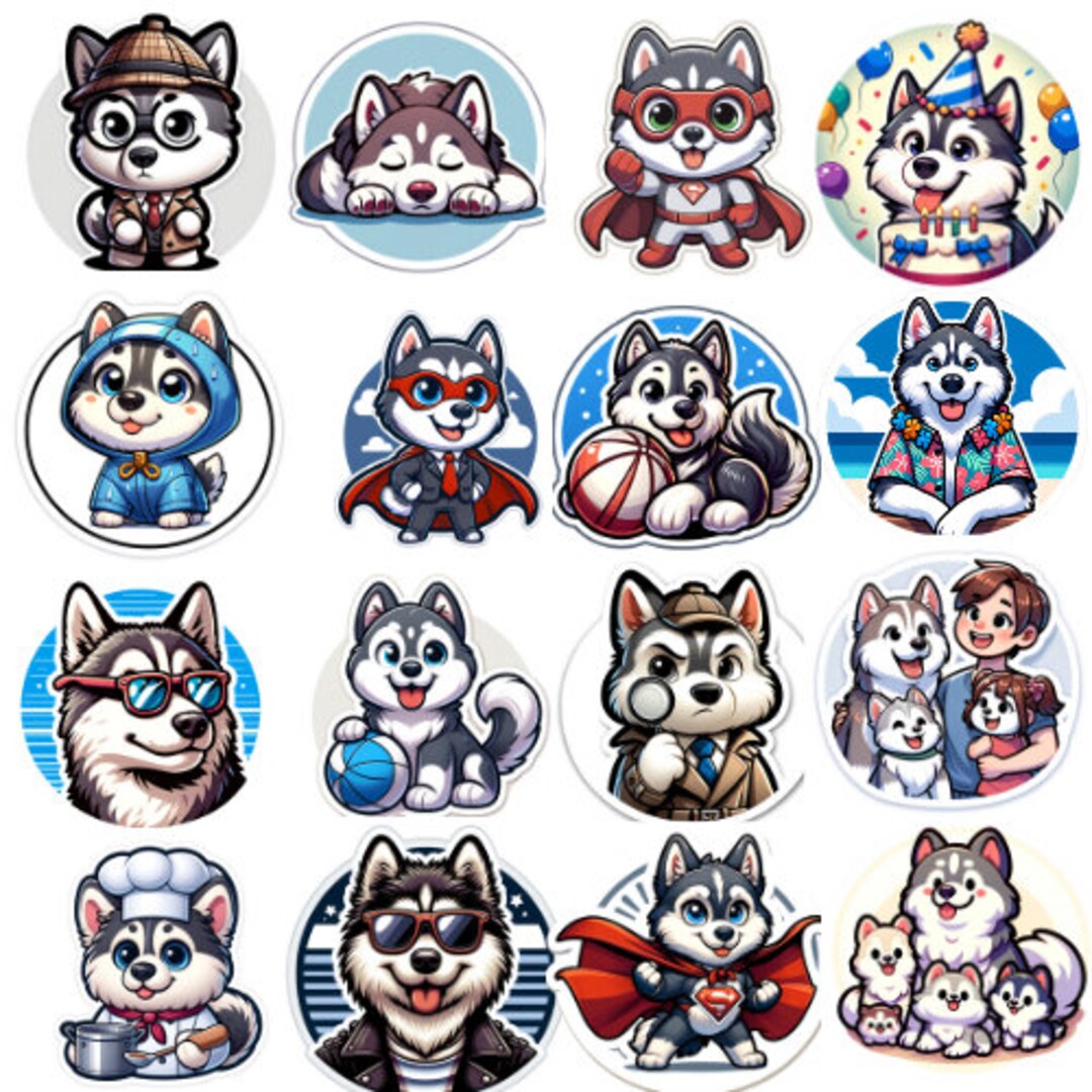 Siberian Husky Digital Stickers: Elegance and Wild Spirit in Every ...