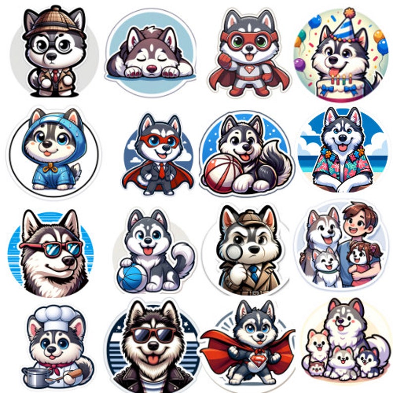 Siberian Husky Digital Stickers: Elegance and Wild Spirit in Every ...