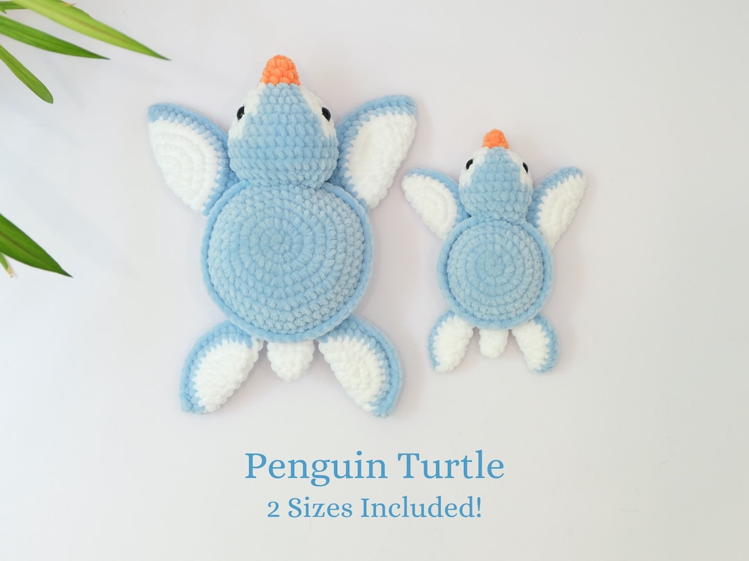 2 Sizes Penguin Turtle Crochet Pattern (mini and Regular Size), LOW SEW ...
