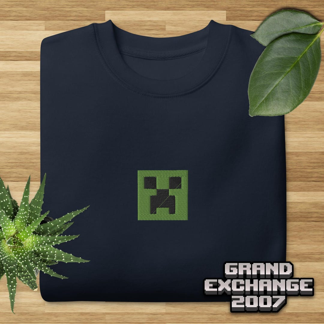 Minecraft Creeper Head Embroidered Sweatshirt | Cozy Minecraft Apparel ...