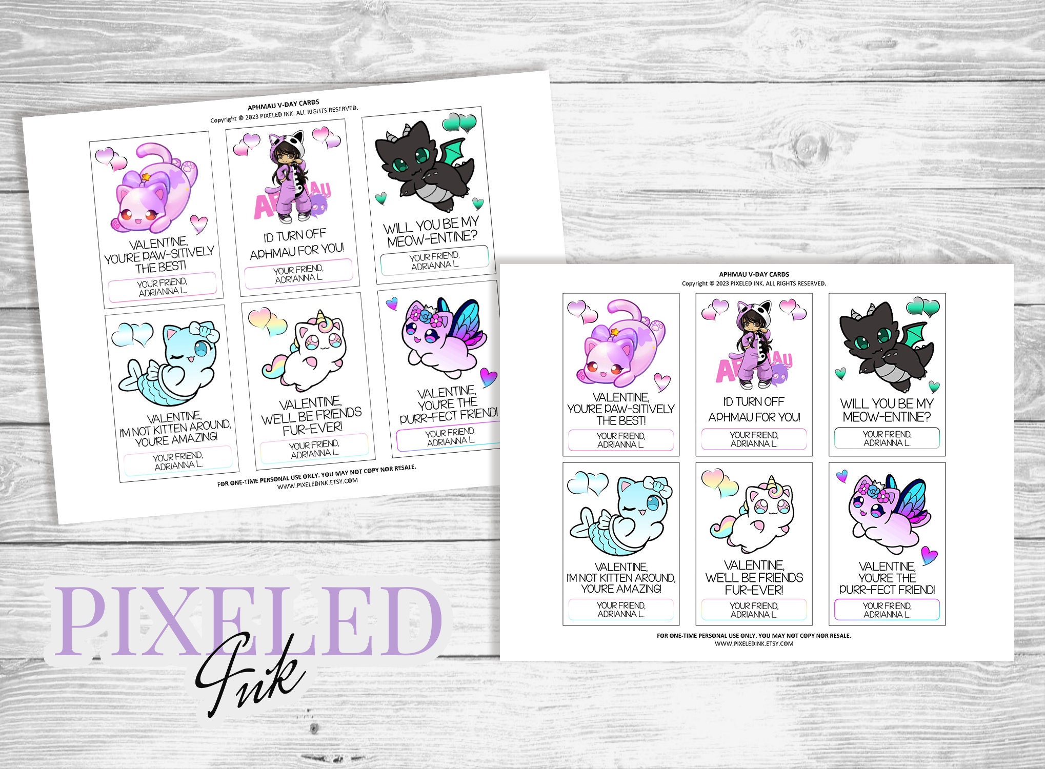 Aphmau Valentine's Day Cards Digital File - Etsy