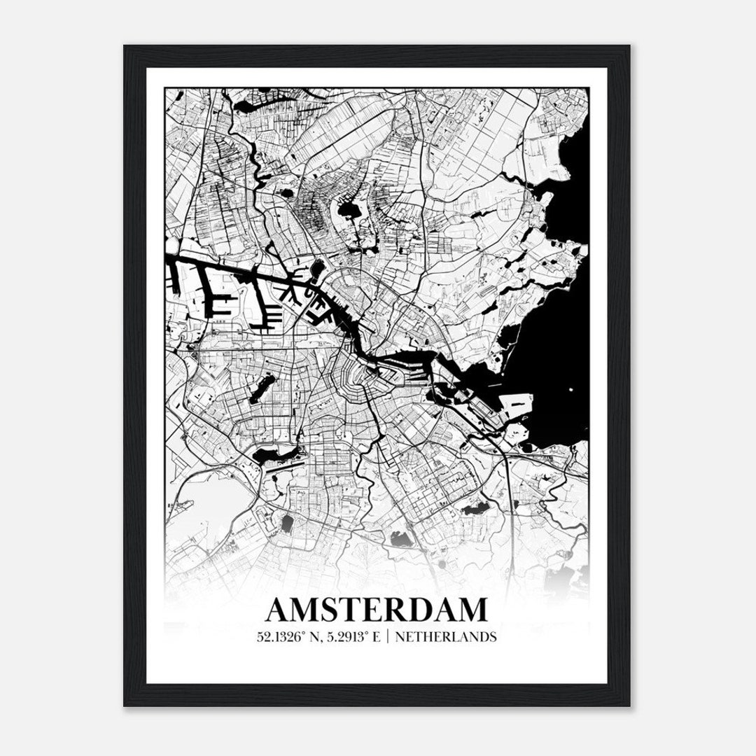 Amsterdam Map, Netherlands Map Poster, Amsterdam City Map, Gift City ...