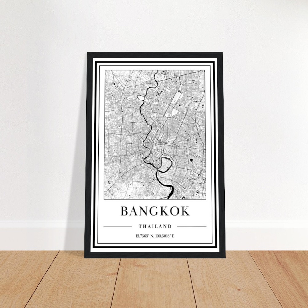 Bangkok Map, Thailand Map Poster, Bangkok City Map, Gift City Map ...