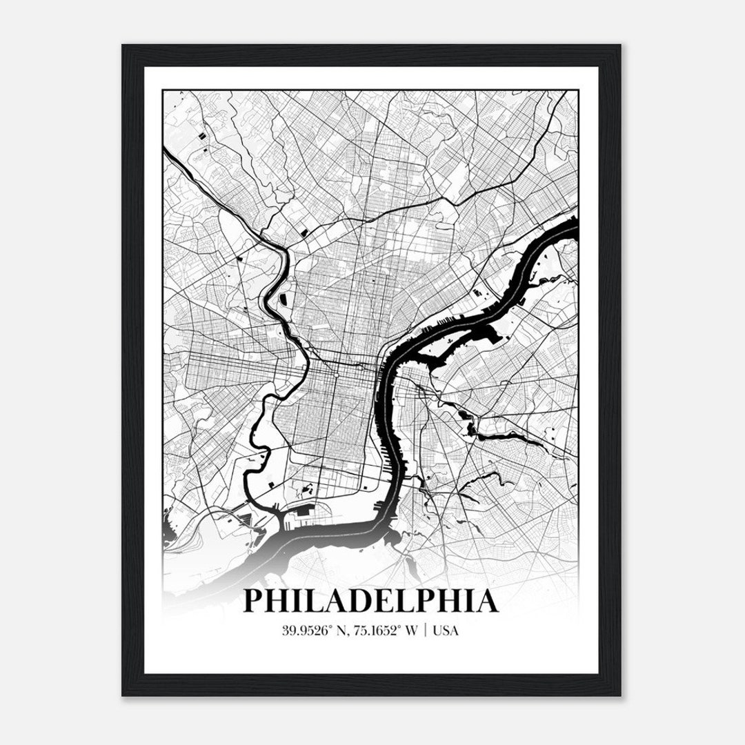 Philadelphia Map, United States Map Poster, Philadelphia City Map, Gift ...