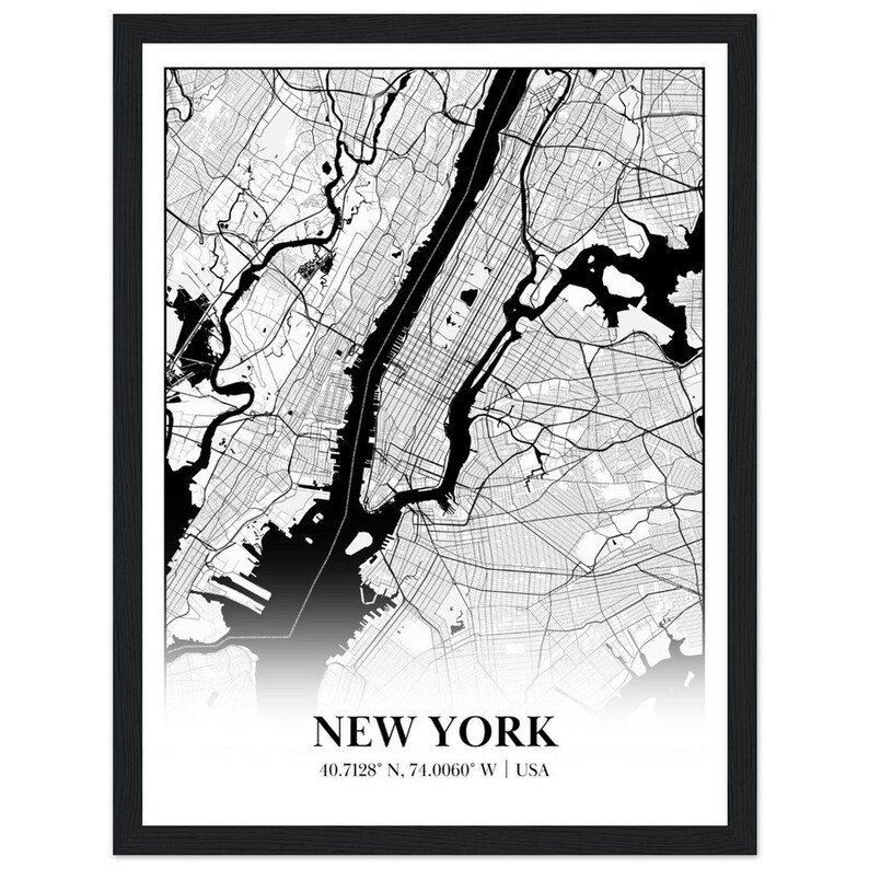 New York Map, United States Map Poster, New York City Map, Gift City ...