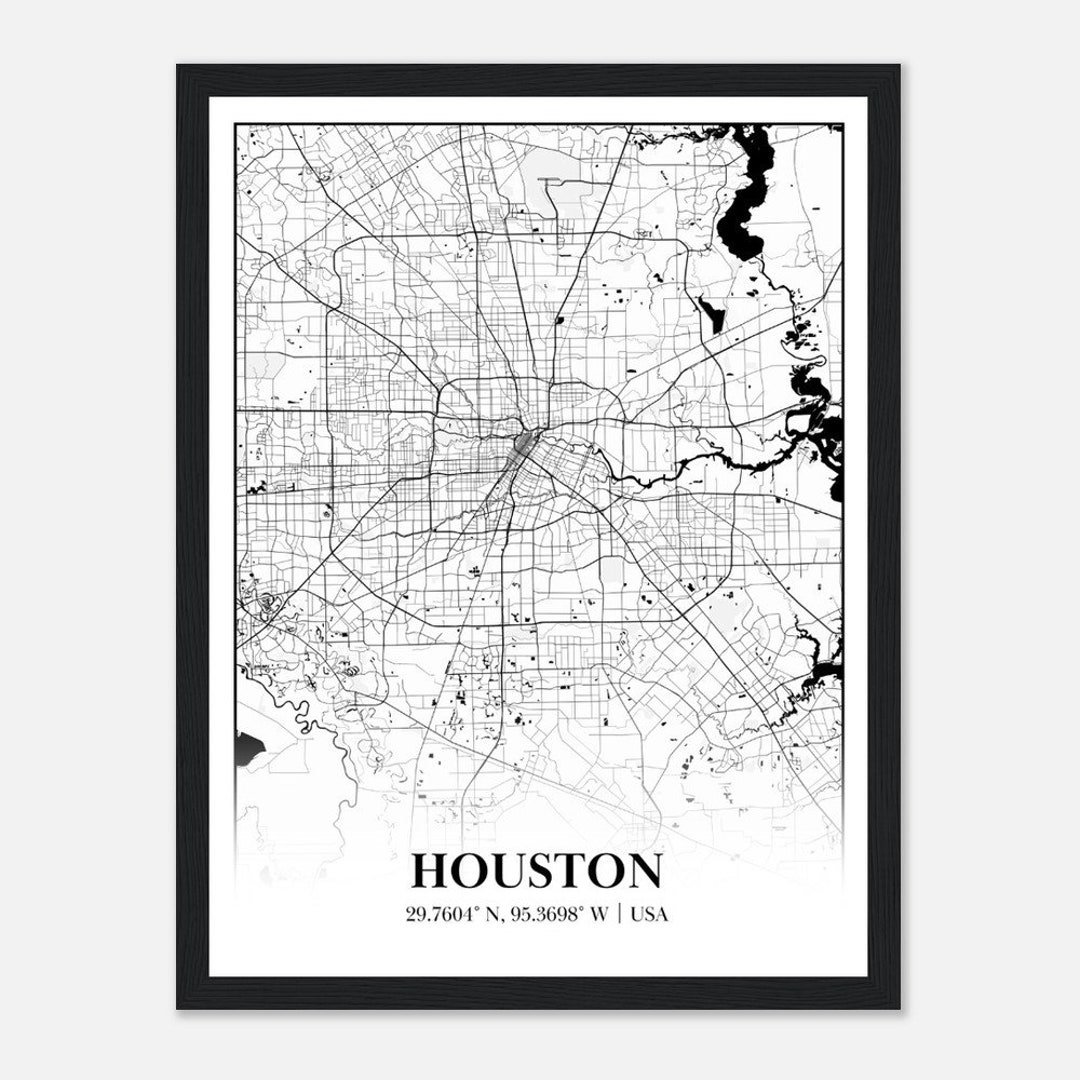 Houston Map, United States Map Poster, Houston City Map, Gift City Map ...