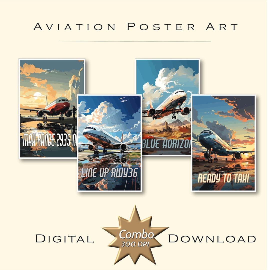 Aviation Poster for Wall Decoration Pilot Portrait Vintage Aircraft ...