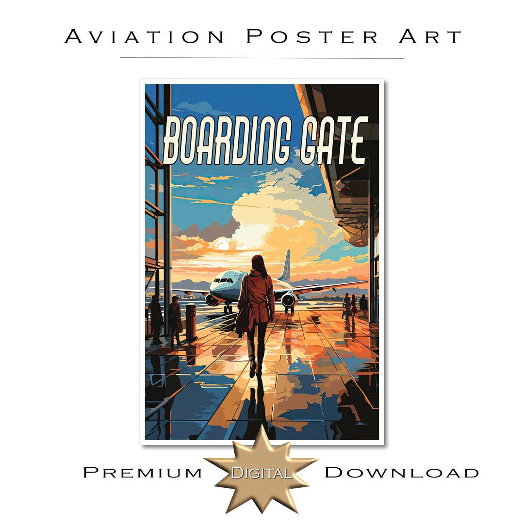 Aviation Poster Travel Theme Airline Wall Art Vintage Aircraft Print ...