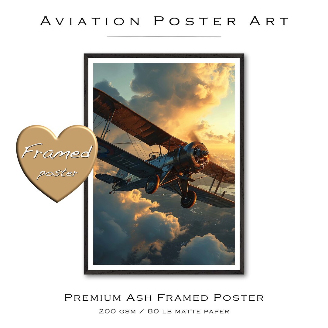 Aviation Poster Vintage WW1 Biplane Printed Artwork for Home Decor ...