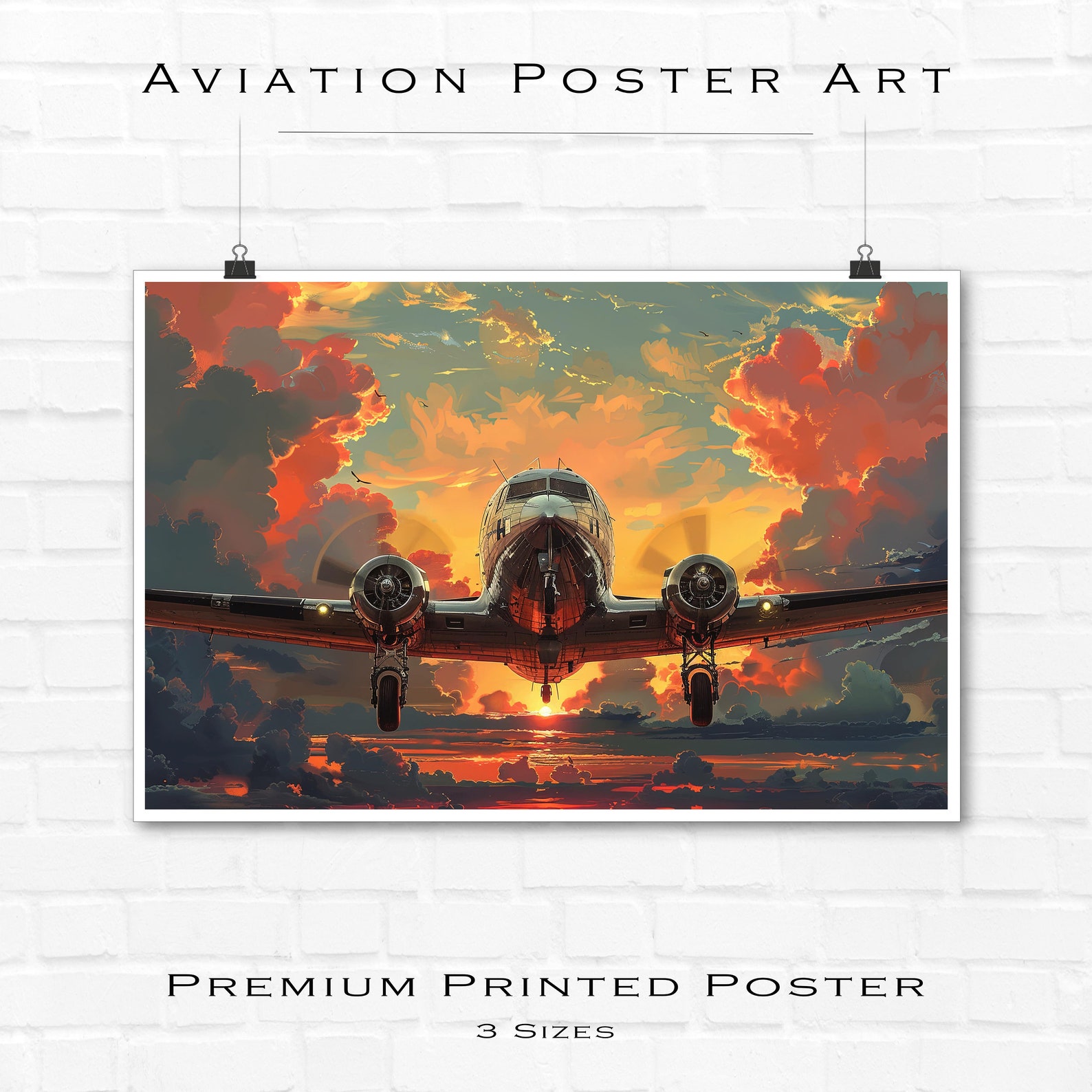 Aviation Poster Travel Theme Airline Wall Art Vintage Aircraft Print ...