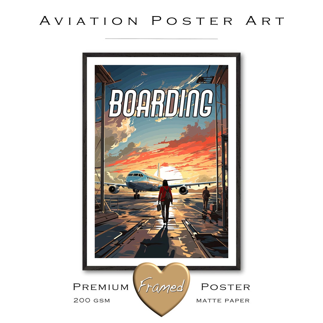 Aviation Poster Travel Theme Airline Wall Art Vintage Aircraft Print ...