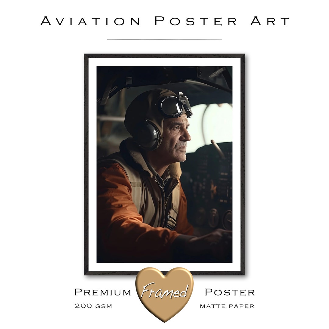 Aviation Poster for Wall Decoration Pilot Portrait Vintage Aircraft ...
