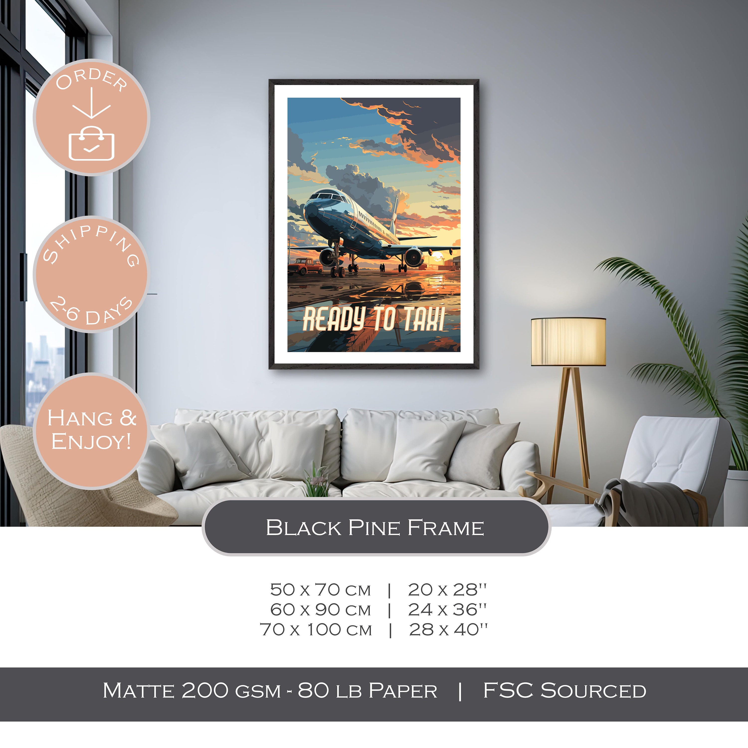 Aviation Poster Travel Theme Airline Wall Art Vintage Aircraft Print ...