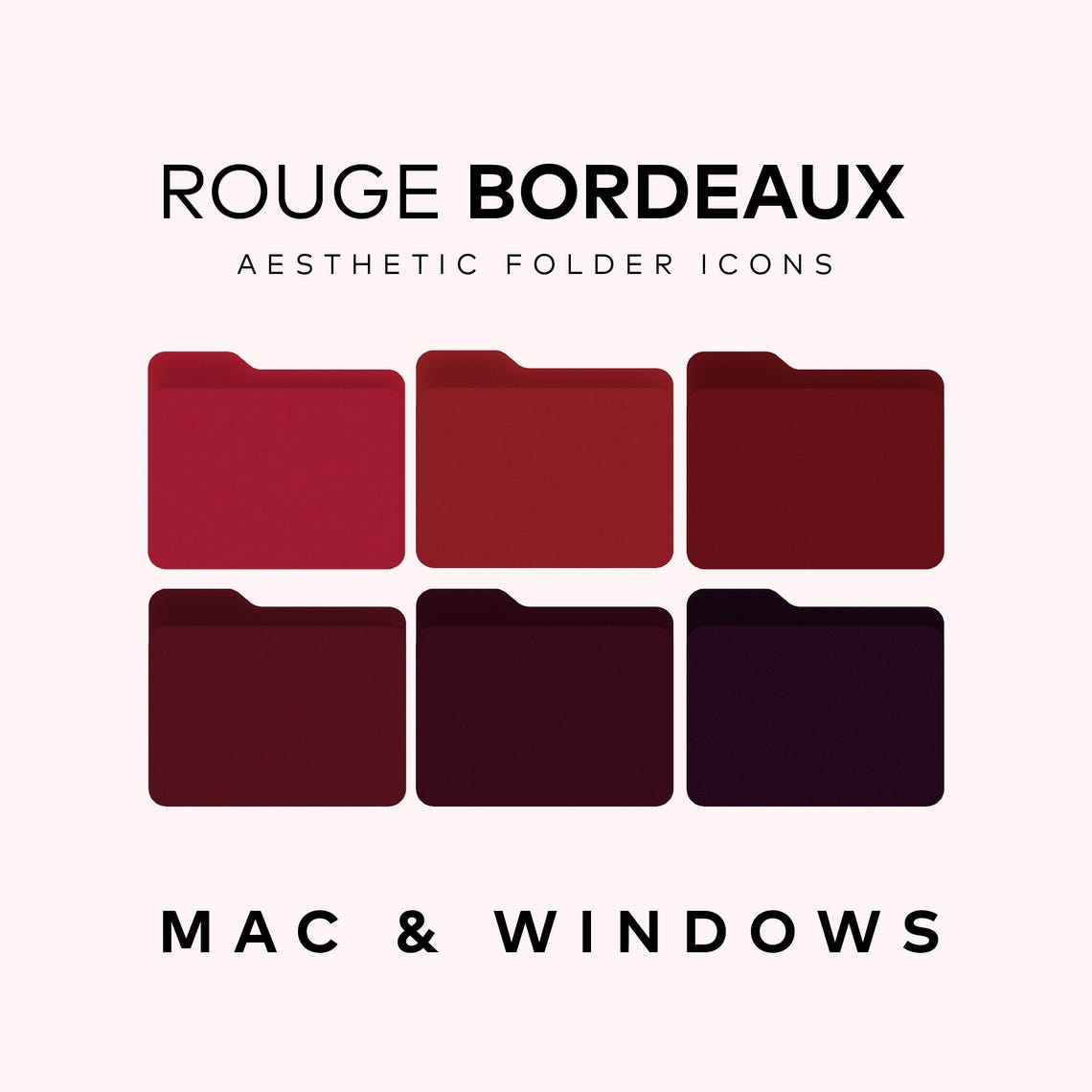 6 Desktop Folder Icons Pack, Red Rouge Elegant Colorpalette Imac ...