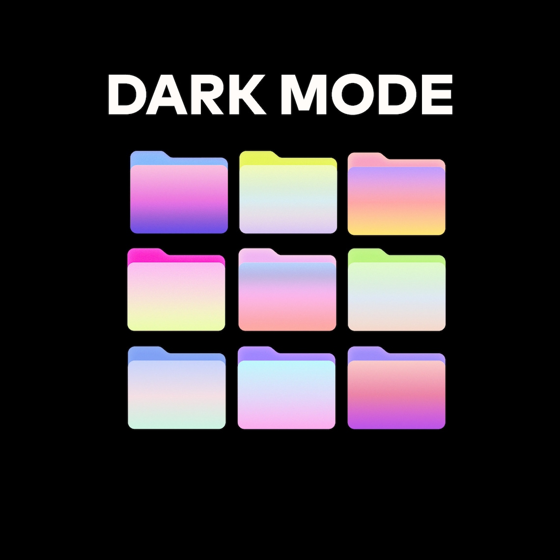 9 Desktop Folder Icons Pack, Neon Gradient Colour Palette Imac, Windows ...