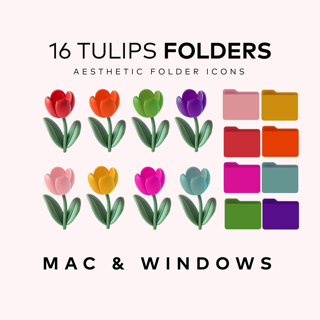 16 Desktop Folder Icons Pack, Mac Book Folder Icons, Spring Tulips ...