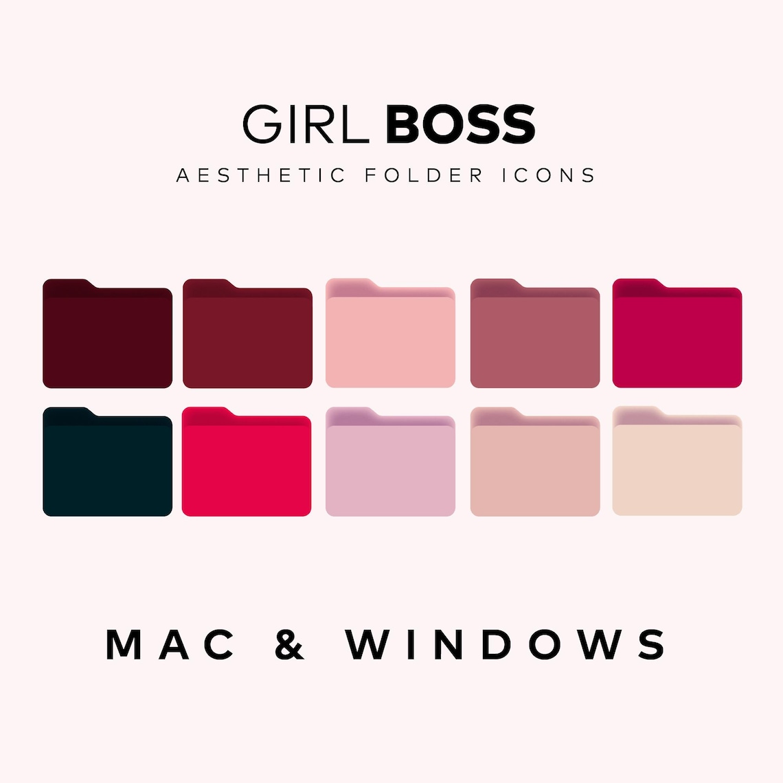 10 Desktop Folder Girl Boss Folder Icons Feminine Aesthetic Mac ...