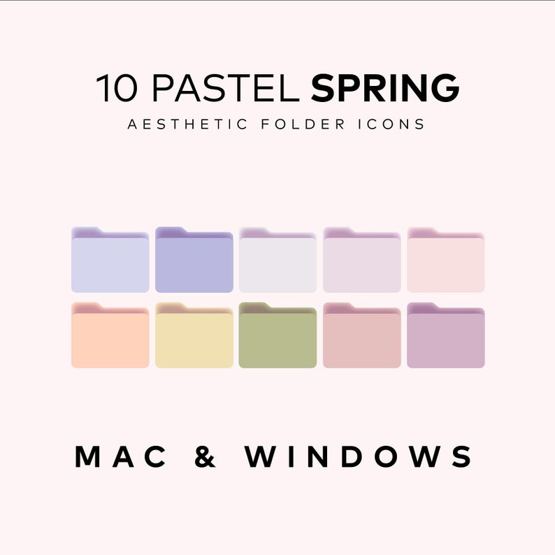 10 Desktop Folder Icons Pack, Pastel Spring Soft Color Palette Imac ...
