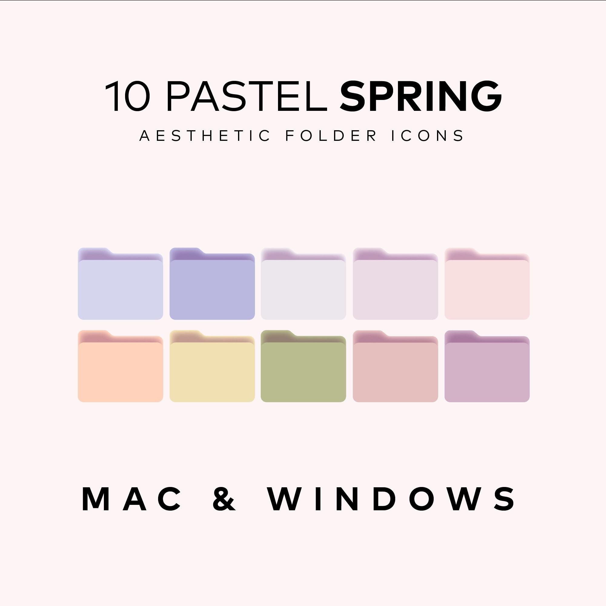 10 Desktop Folder Icons Pack, Pastel Spring Soft Color Palette Imac ...