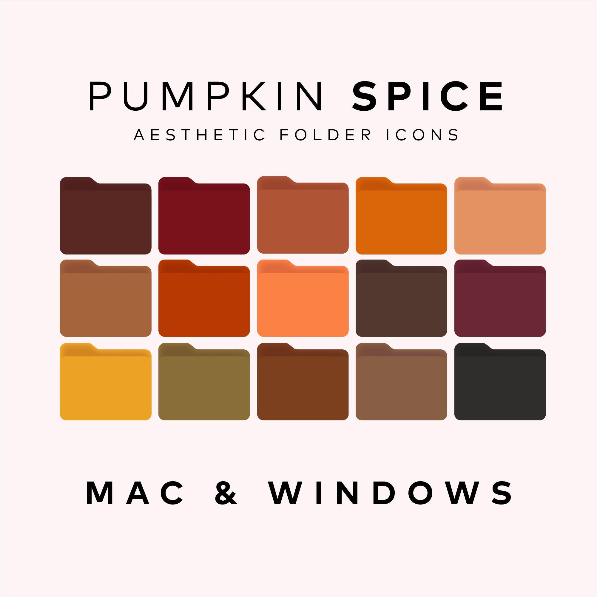 15 Desktop Folder Icons Pack Pumpkin Spice Fall Autumn Folders Color ...