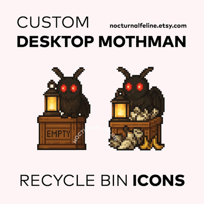 Mothman Cryptid Recycle Bin Desktop Icons - Etsy