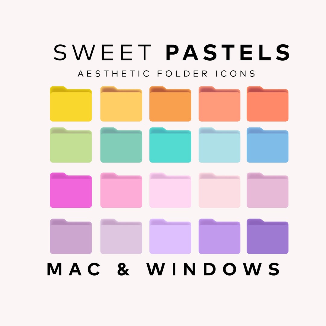 Pastel Desktop Folder Icons: Kawaii Mac & Windows Pack (digital ...