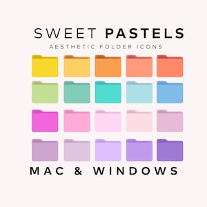 Pastel Desktop Folder Icons: Kawaii Mac & Windows Pack (digital ...