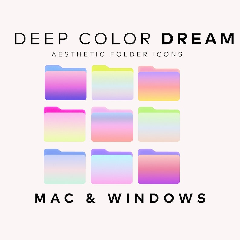 9 Desktop Folder Icons Pack, Neon Gradient Colour Palette Imac, Windows ...