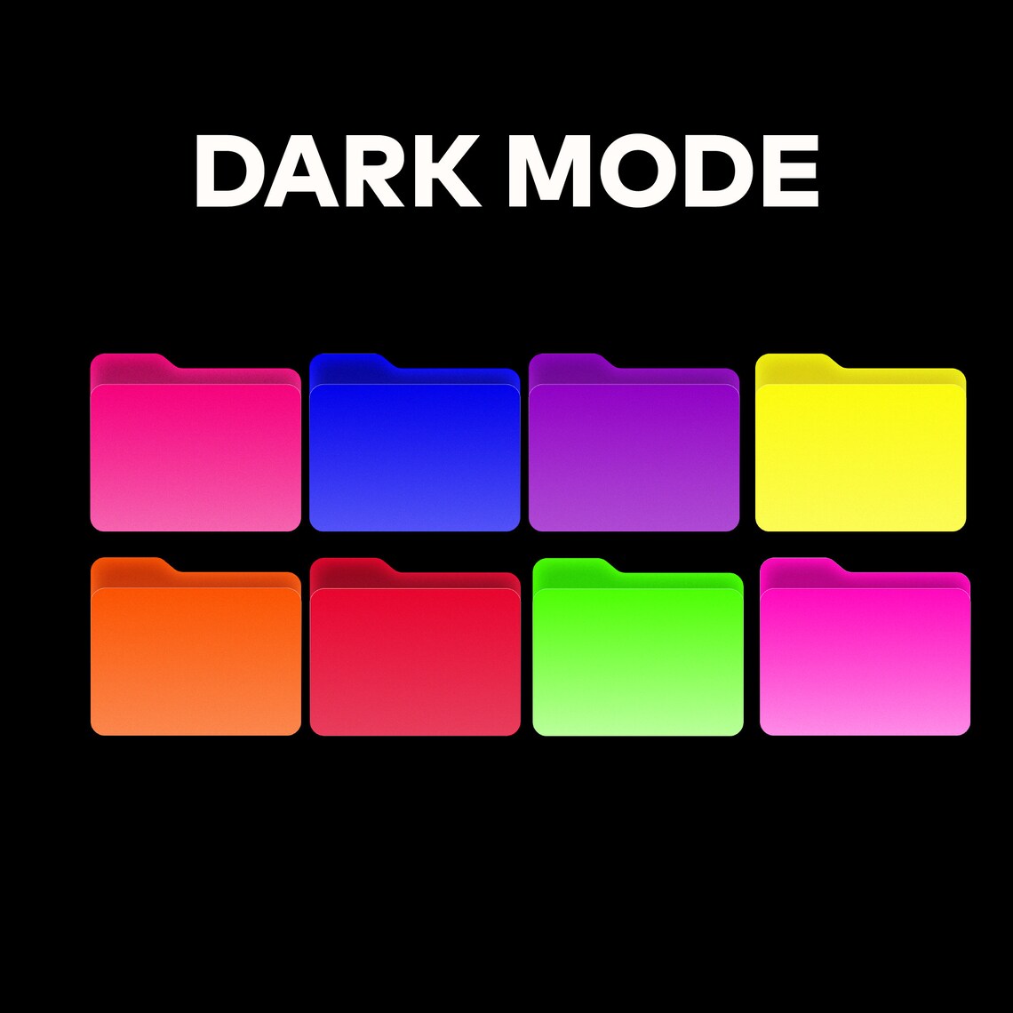 8 Desktop Folder Icons Pack, Neon Eclectic Summer Gradient Color ...