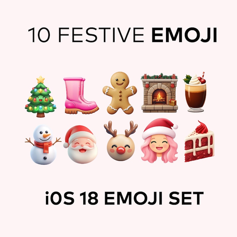 Ios 18 Emoji Sticker, 10 Festive Winter Christmas iPhone Icons Pack ...