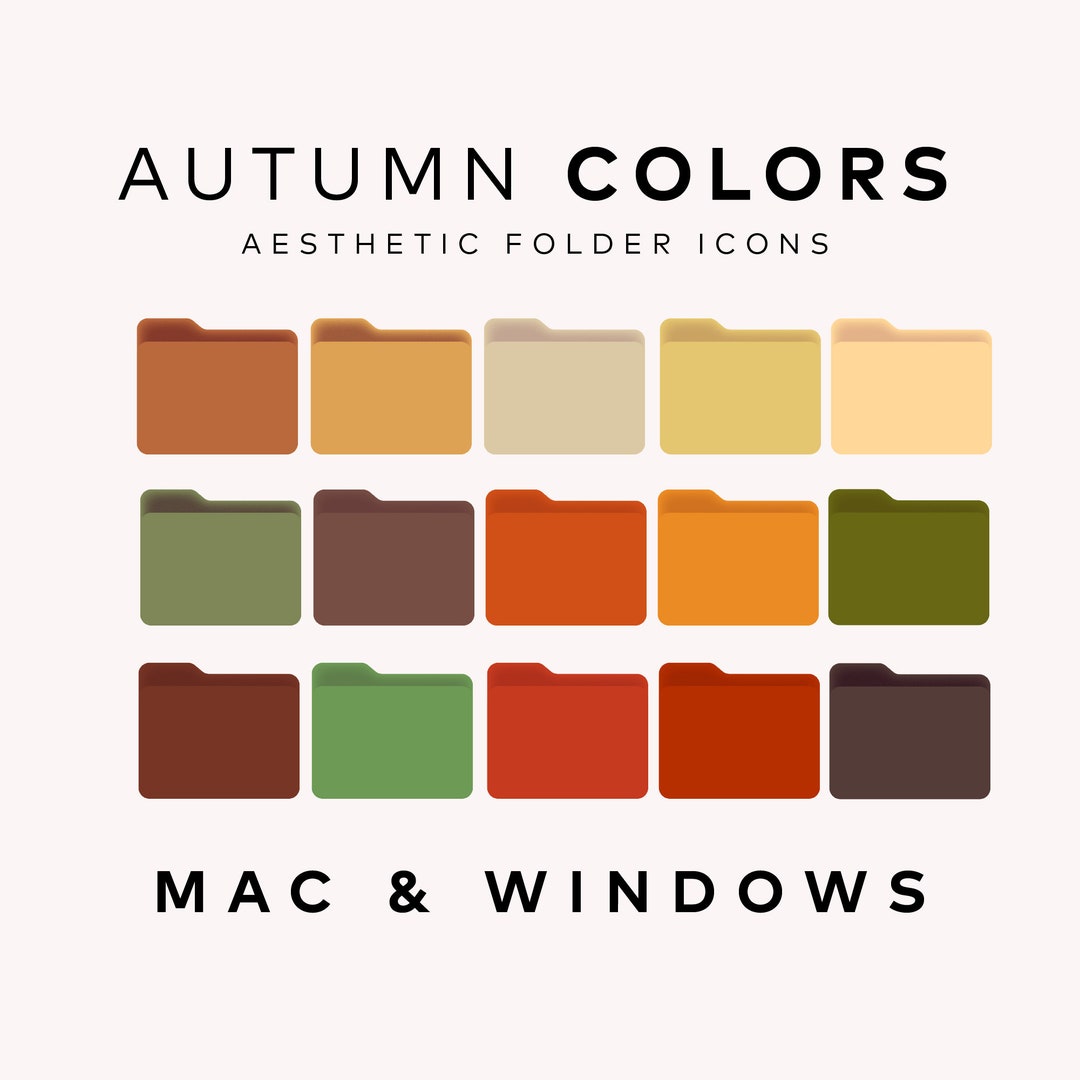 15 Desktop Folder Icons Pack, Autumn Minimal Color Palette Imac ...
