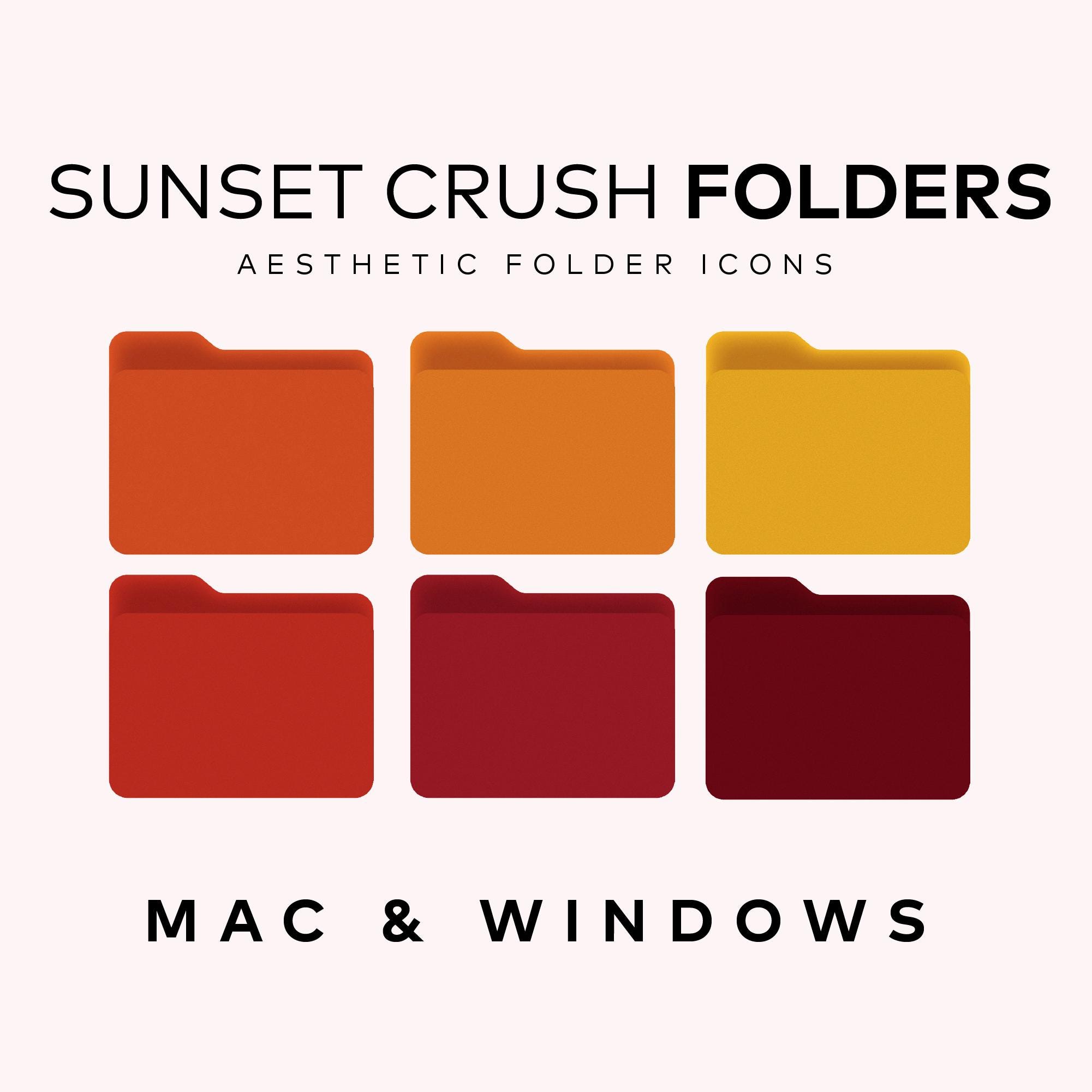 6 Desktop Folder Icons Pack, Mac Book Folder Icons, Summer Sunset ...