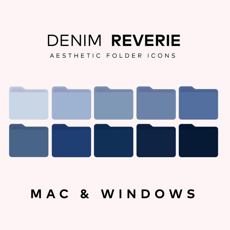 10 Desktop Folder Icons Pack, Elegant Blue Denim Color Palette Imac ...