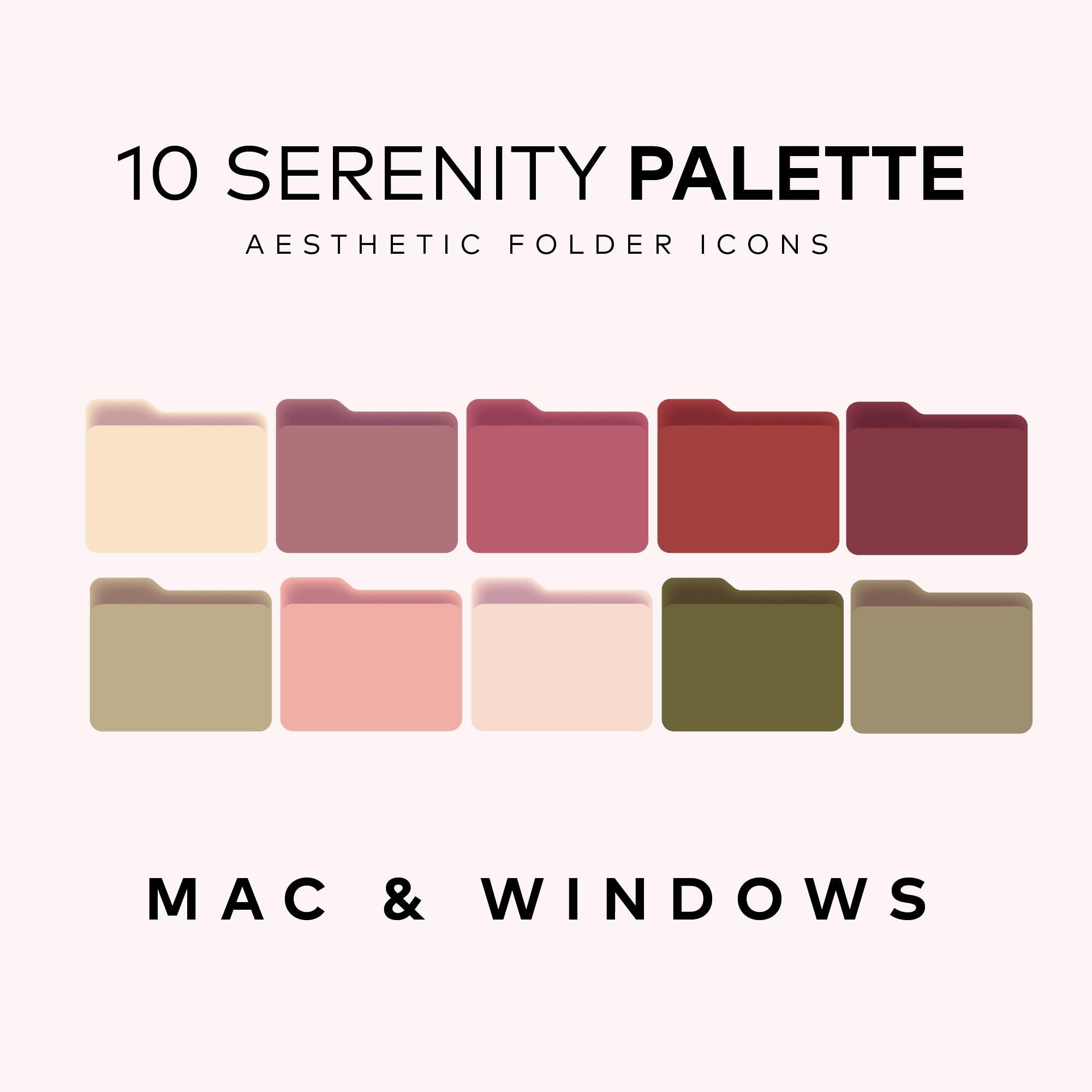 Soft Muted Color Folder Icons: Mac & Windows Desktop Organizer (PNG ...