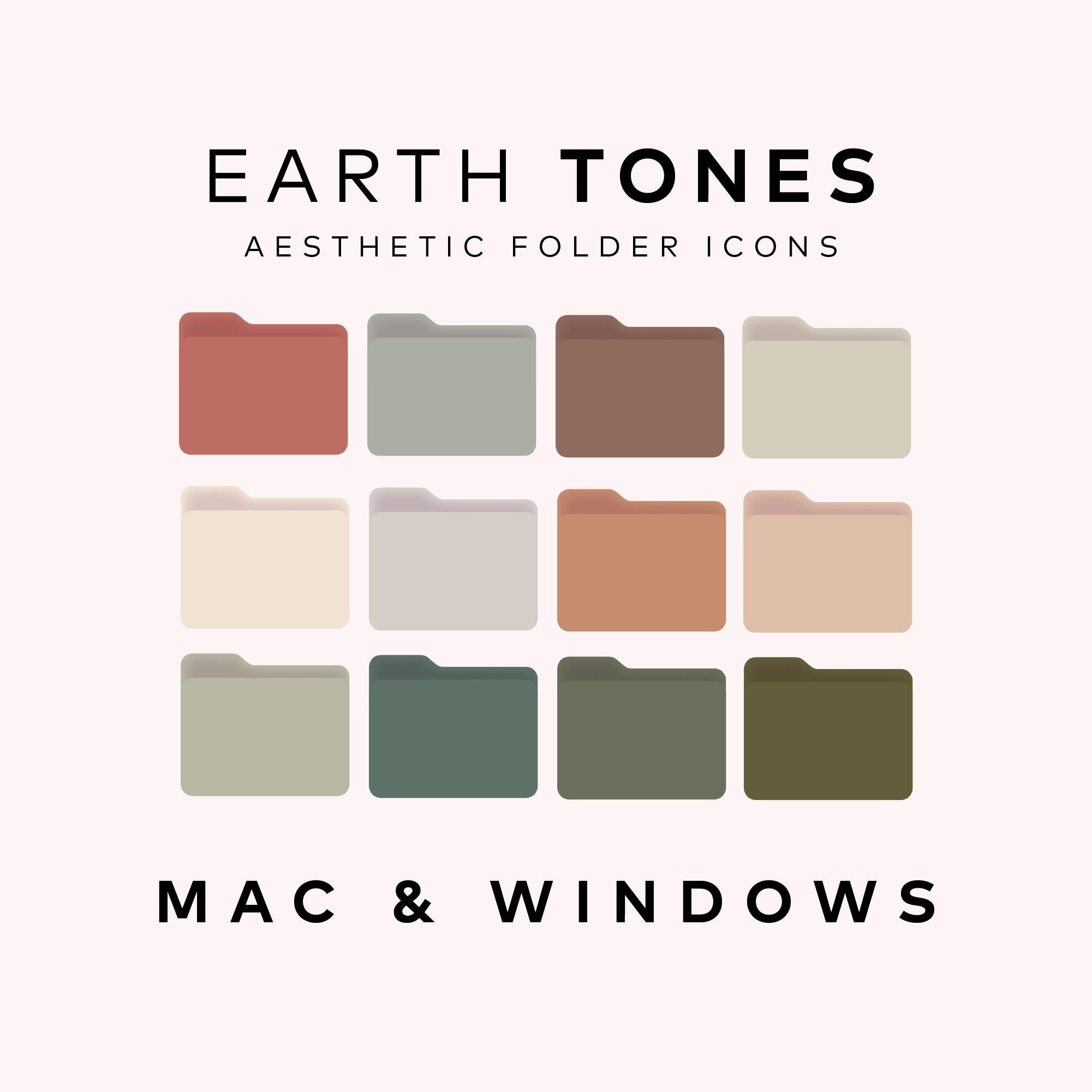 Earth Tones Desktop Folder Icons: Elegant Neutral Palette (digital ...